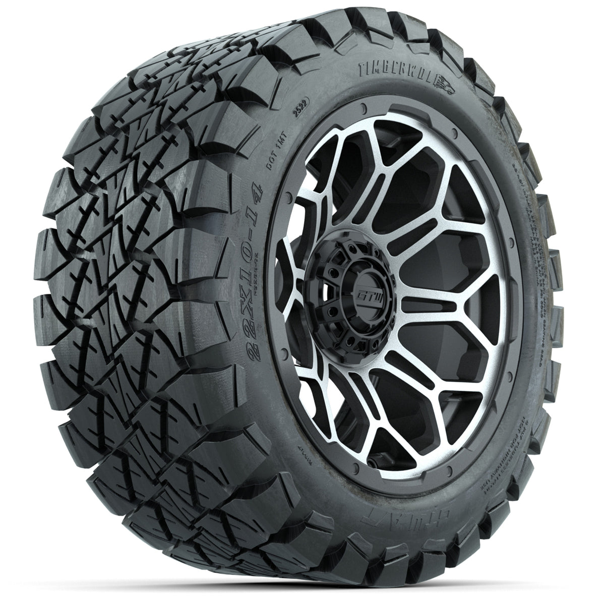 14-inch GTW Matte Machined and Gray Bravo Wheels with 22x10-14 GTW Tim ...