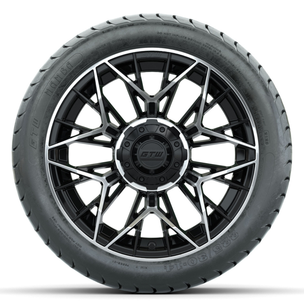 14-Inch GTW Stellar Machined & Black Wheels with 225/30-14 Inch Mamba ...