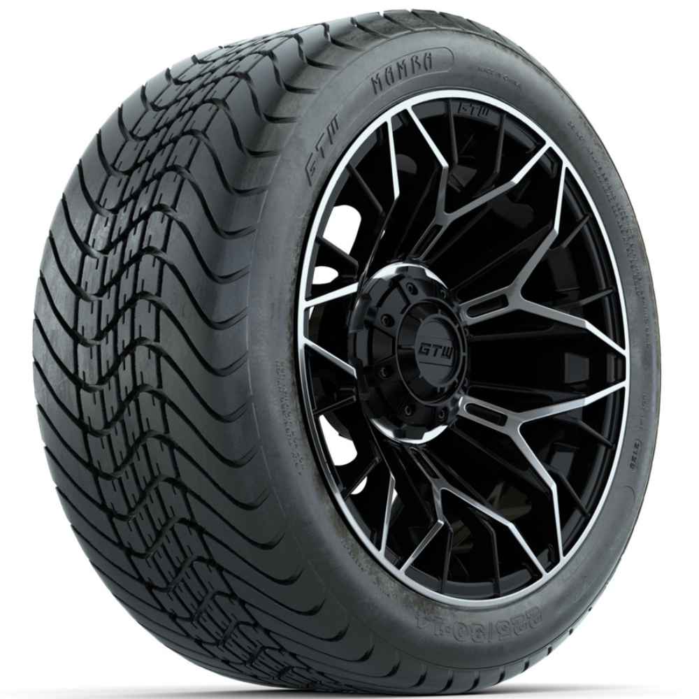 14-Inch GTW Stellar Machined & Black Wheels with 225/30-14 Inch Mamba ...