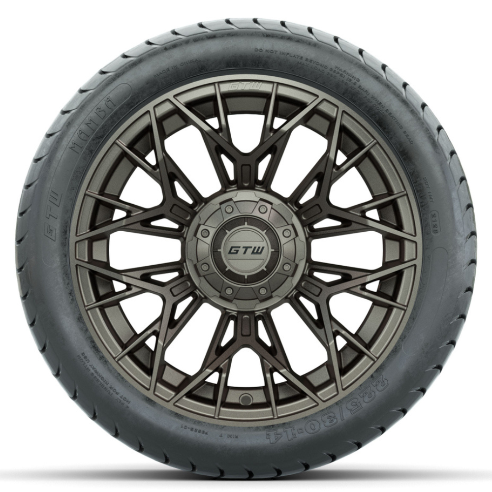 14-Inch GTW Stellar Matte Bronze Wheels with 225/30-14 Inch Mamba Stre ...