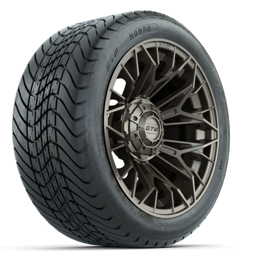 14-Inch GTW Stellar Matte Bronze Wheels with 225/30-14 Inch Mamba Stre ...