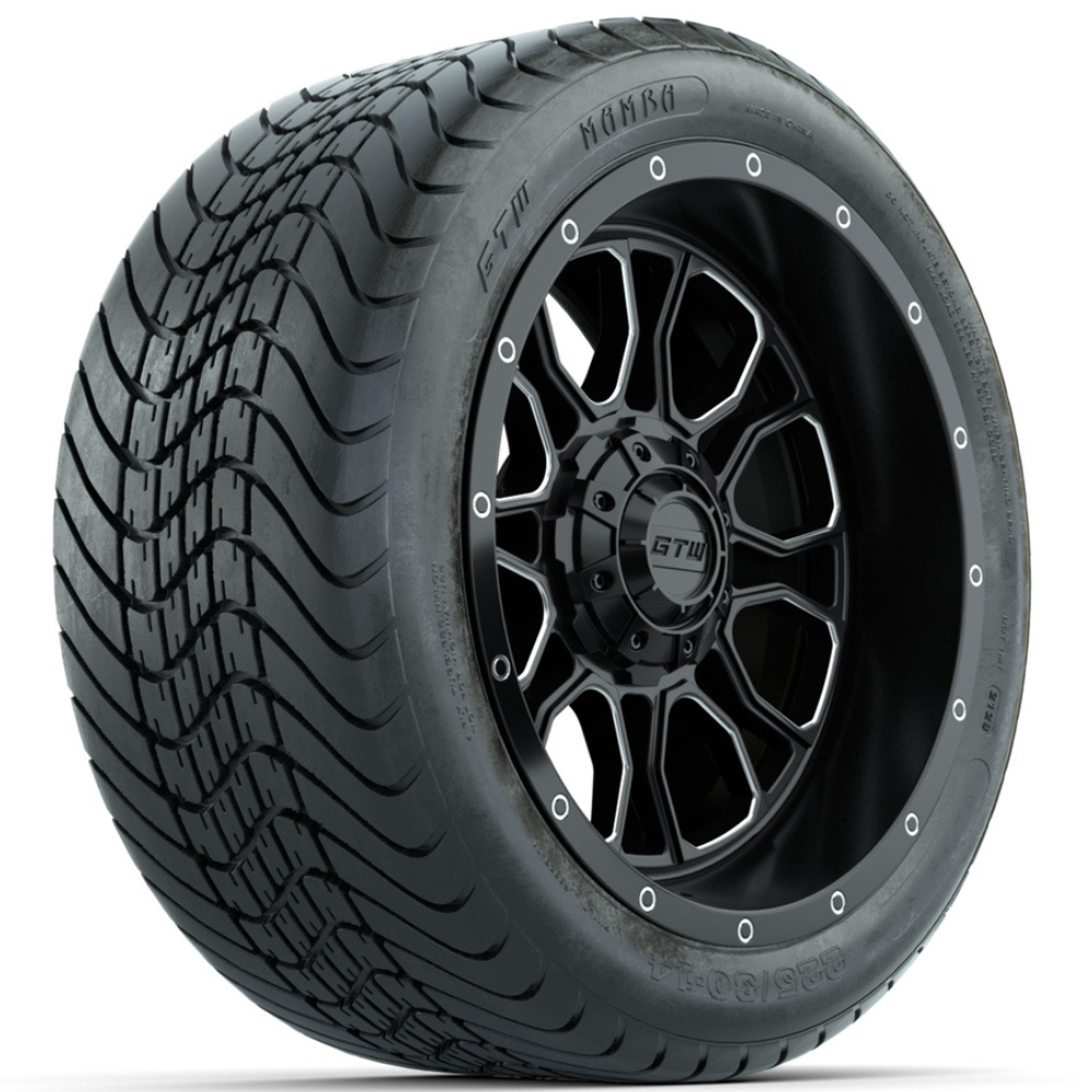 14-Inch GTW Volt Machined & Black Wheels with 225/30-14 Inch Mamba Str ...