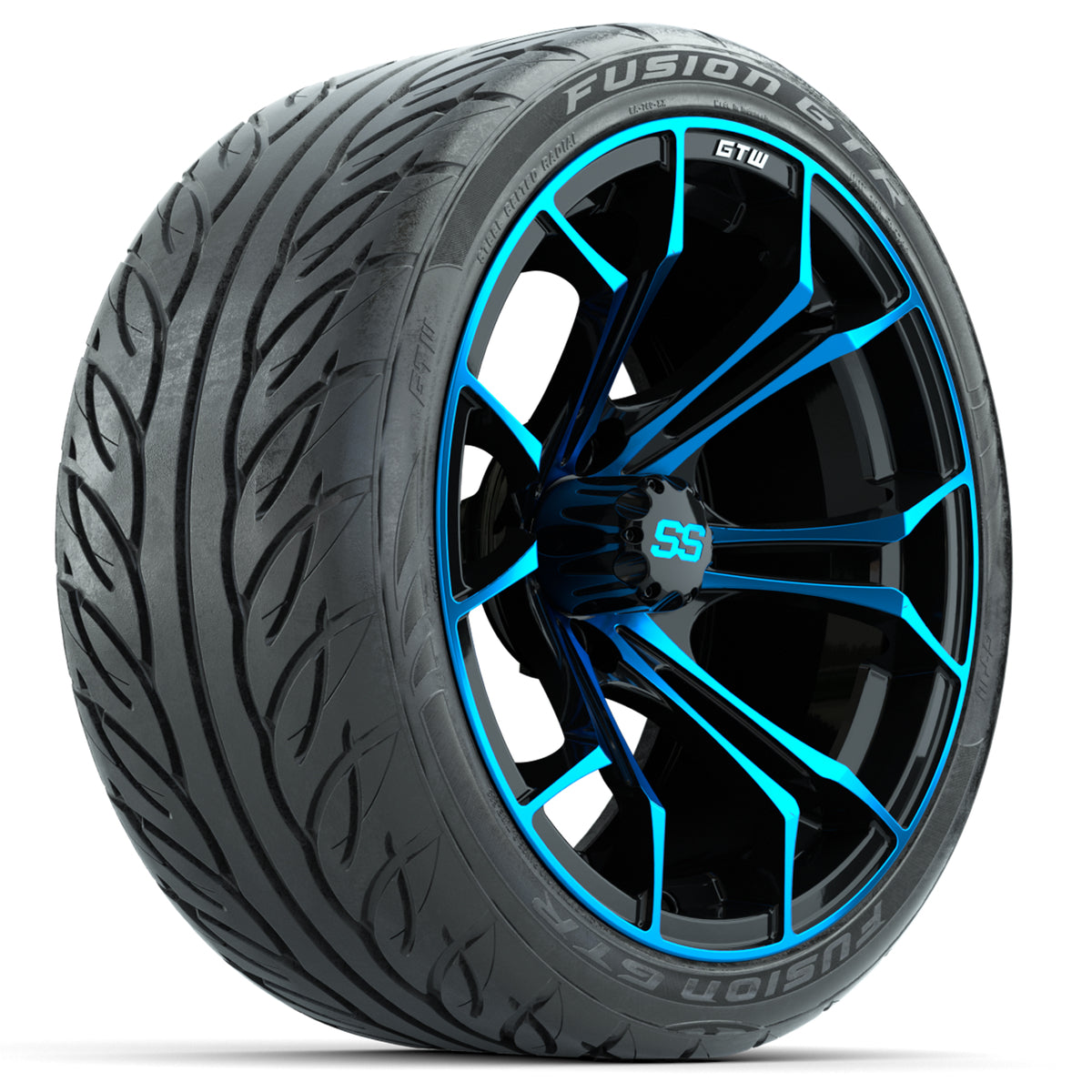 15-Inch GTW Spyder Blue and Black Wheels with 22" GTW Fusion GTR Stree ...